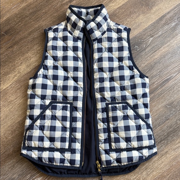 J. Crew | Jackets & Coats | J Crew Navy And Cream Checkered Vest | Poshmark